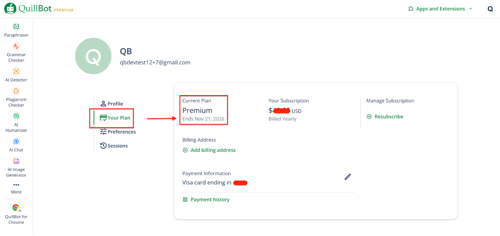 How do I check my plan type, upcoming billing date, and subscription ...